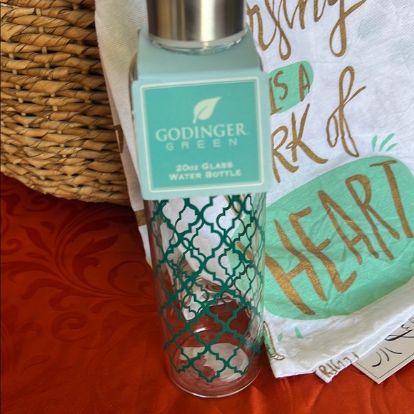 Godinger | Accents | Godinger Green Glass Water Bottle Teal | Poshmark